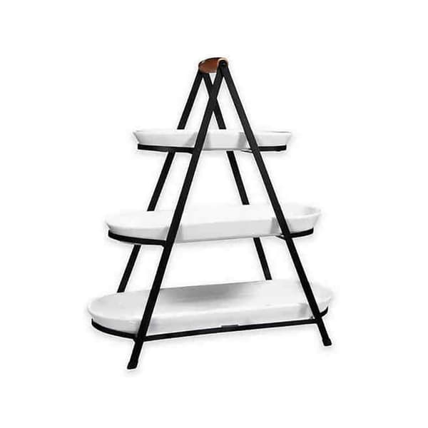 Home Essentials 3 Tier Folding Stand with 3 Oval Platters - Boscov's