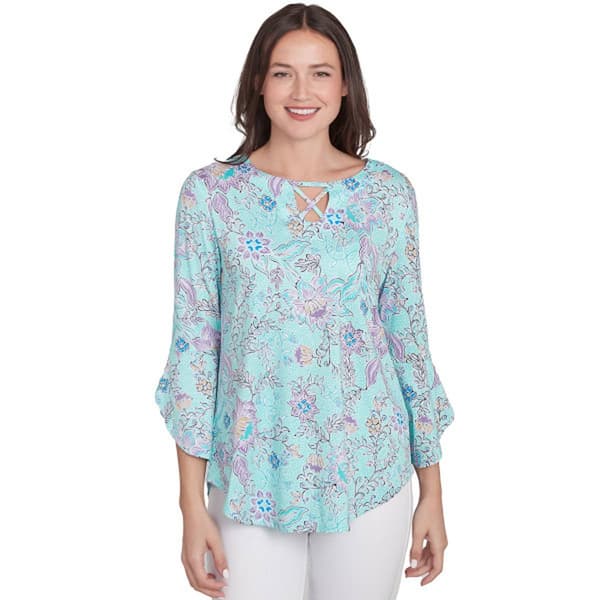 Womens Ruby Rd. Hello Spring Floral Puff Blouse - Boscov's