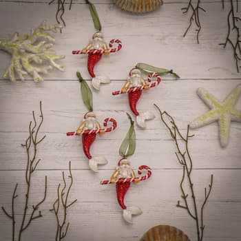National Tree Glass Santa Merman Ornaments - Set of 4 - Boscov's