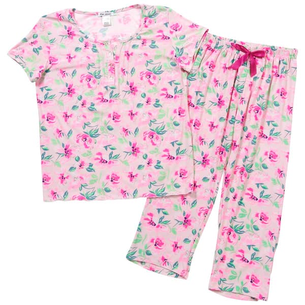 Womens Elegant Emily Short Sleeve Suede Pink Capri Pajama Set - Boscov's