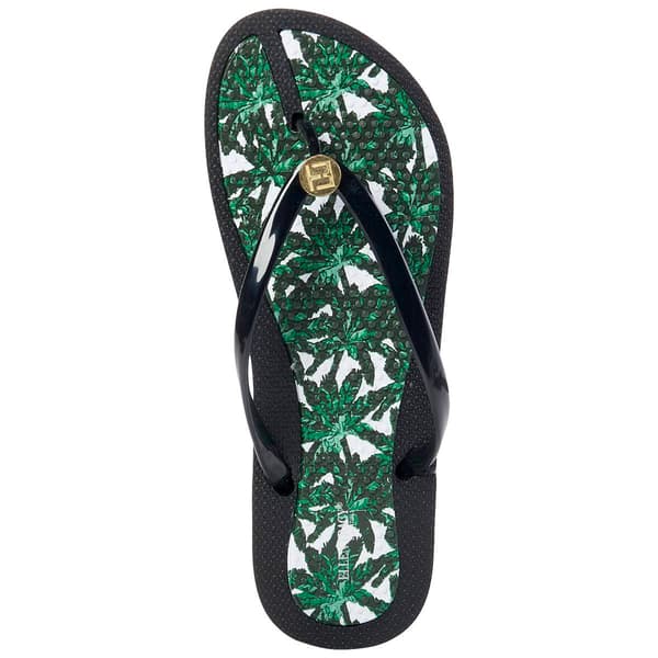 Womens Ellen Tracy Palm Trees Jelly Flip Flops with Charm - Boscov's