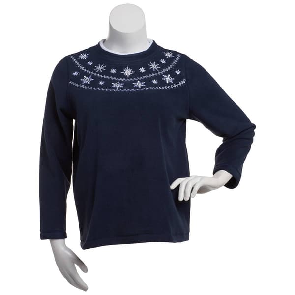 Petite Bonnie Evans Snowflake Yoke Embroidered Polar Fleece - Boscov's