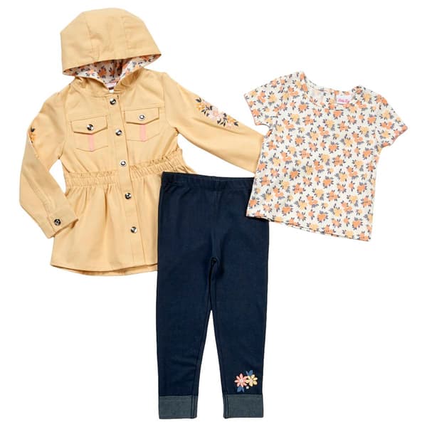 Girls (4-6x) Little Lass® Twill Jacket/Tee & Denim Leggings Set - Boscov's