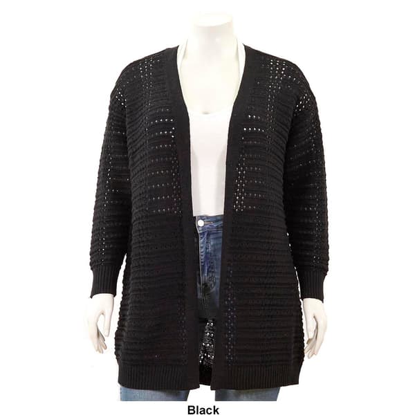 Plus Size 89th & Madison Long Sleeve Pointelle Stitch Cardigan - Boscov's
