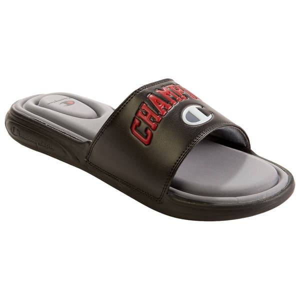 Mens Champion® Vital Arch Athletic Slides - Black/Multi - Boscov's