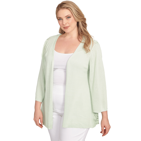 Plus Size Ruby Rd. Tropical Oasis Lace Back Duster Cardigan - Boscov's