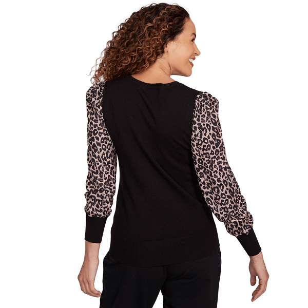 Petite Emaline Rockford Long Leopard Sleeve Two in One Sweater - Boscov's