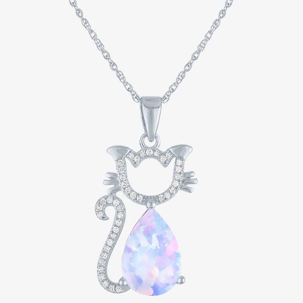 Nova Star® Lab Grown Diamond and Opal Cat Pendant - Boscov's
