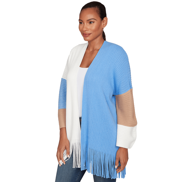 Womens Ruby Rd. Hello Holiday Color Block Rib Knit Cardigan - Boscov's