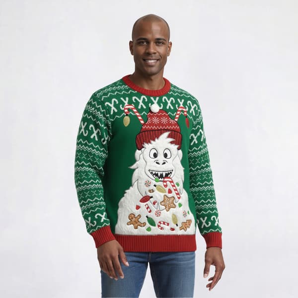 Mens Holiday Hype Ugly Christmas Hangover Yeti Sweater - Boscov's