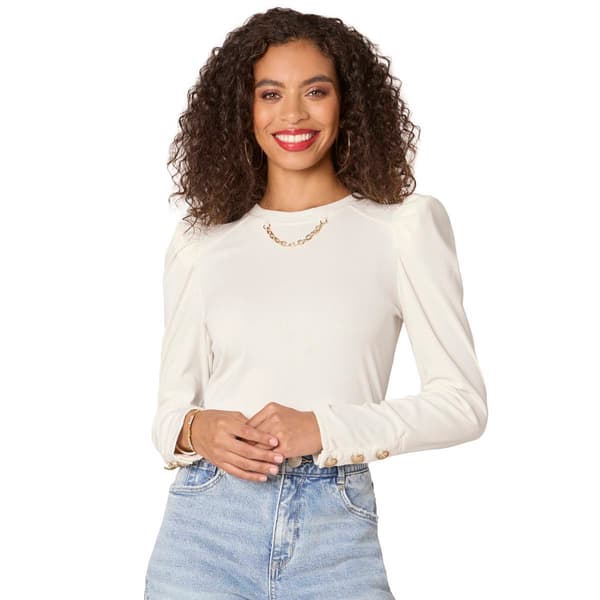 Womens Democracy Long Sleeve Button Cuff Chain Blouse - Boscov's