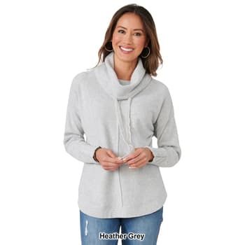 Womens Democracy Long Sleeve Cowl Neck w/Ties Knit Tunic - Boscov's