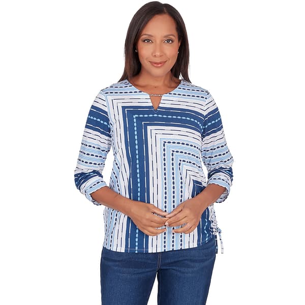 Petite Alfred Dunner In Full Bloom Spliced Stripe Blouse - Boscov's