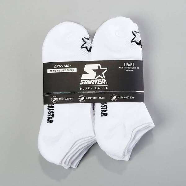 Mens Starter® 6pk. No Show Socks - White - Boscov's