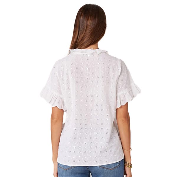 Plus Size Democracy Eyelet Short Flounce Sleeve Blouse Boscovs