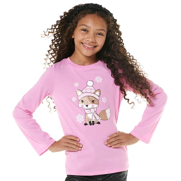 Girls (7-12) BTween® Long Sleeve Winter Fox Shimmer Tee - Boscov's