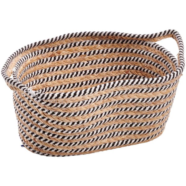 Heritage Small Black Stripe Rope Hyacinth Shelf Tote - Boscov's