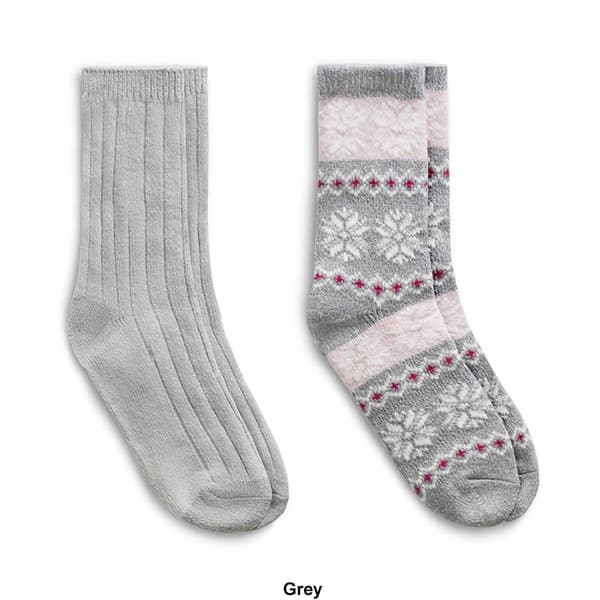 Womens Cuddl Duds® 2pk. Snowflake Boot Crew Socks - Boscov's
