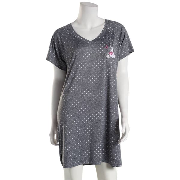 Plus Size Laura Ashley® Short Sleeve Dots Scottie Dog Nightshirt - Boscov's