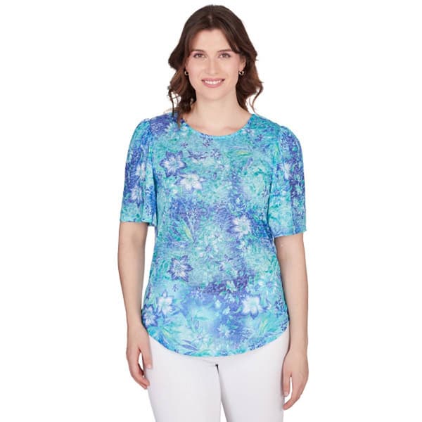 Womens Ruby Rd. Must Haves III Ombre Floral Burnout Tee - Boscov's