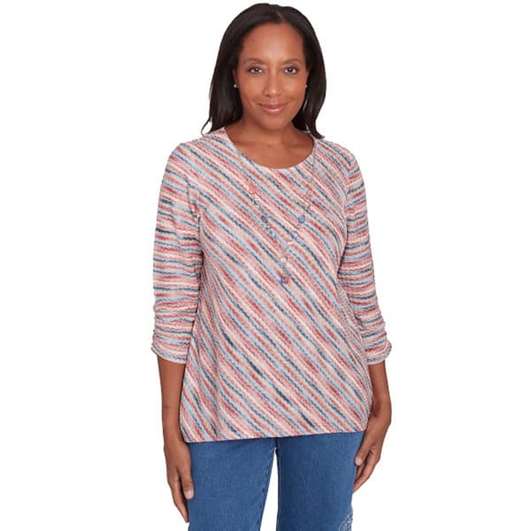 Petite Alfred Dunner Free Spirit Diagonal Space Dye Tee - Boscov's