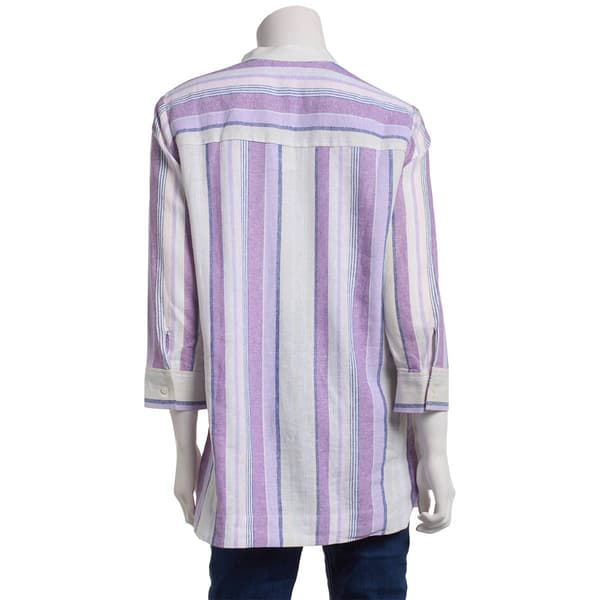 Womens Kasper Long Sleeve Split Neck Striped Popover Blouse - Boscov's
