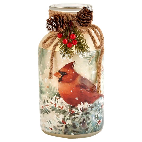 Transpac Red Cardinal Bird Glass Lantern - Boscov's