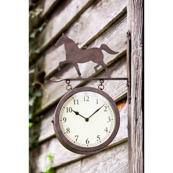 Evergreen Horse Icon 2-Sided Outdoor Wall Clock & Thermometer - Boscov's
