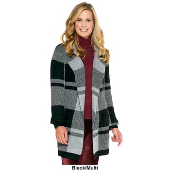 Womens Absolutely Famous Plaid Jacquard Cardigan - Boscov's