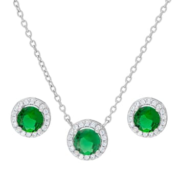Gianni Argento Lab Emerald Necklace and Earrings Set - Boscov's