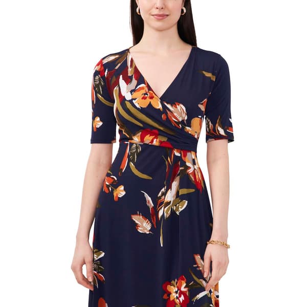 Womens MSK Elbow Sleeve Floral Surplice Midi Dress - Boscov's