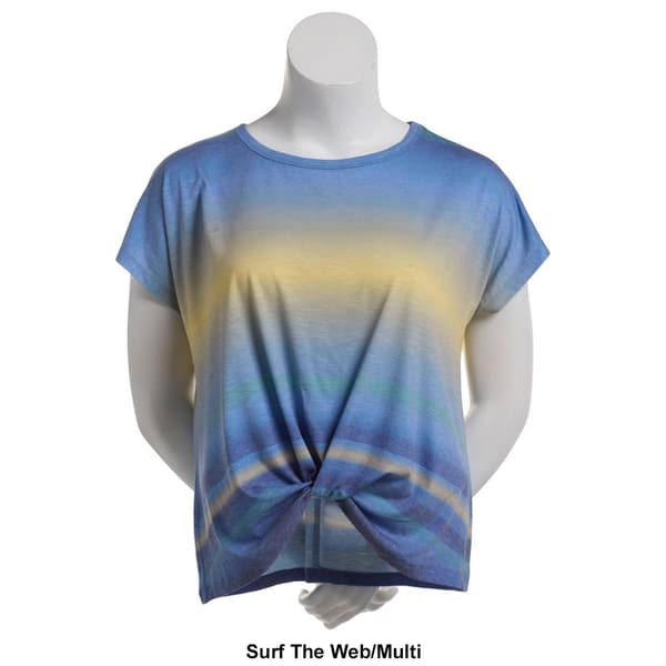 Petite Architect® Extended Sleeve Knot Front Ombre Tee - Boscov's