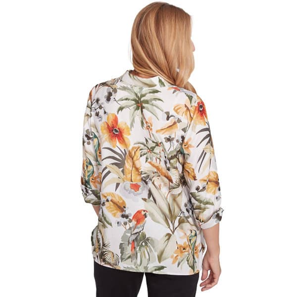 Womens Alfred Dunner Classics Tropical Bird Button Down - Boscov's