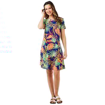 Womens Harlow & Rose Short Sleeve Tropical Shift Dress - Boscov's