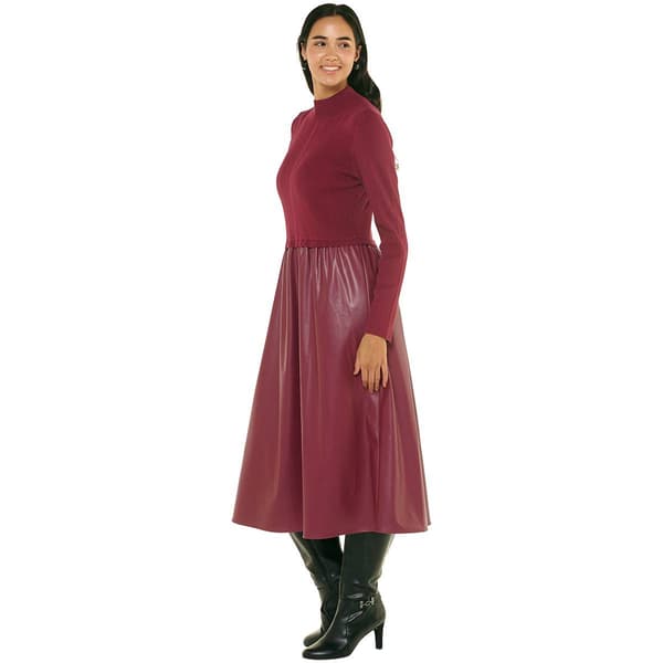 Womens Nanette Lepore Long Sleeve Mock Pleather Sweater Dress - Boscov's