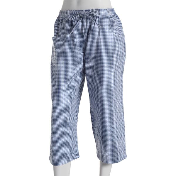 Womens Jordana Rose Seersucker Navy Gingham Capri Pants - Boscov's