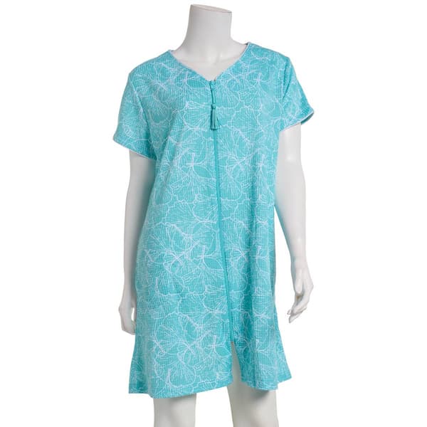 Womens Jasmine Rose Short Sleeve Iris Blister Knit Zip Robe - Boscov's