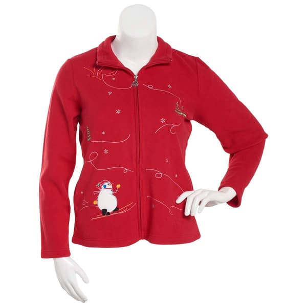 Plus Size Hasting & Smith Holiday Snowman Jacket Sherpa-Crimson - Boscov's