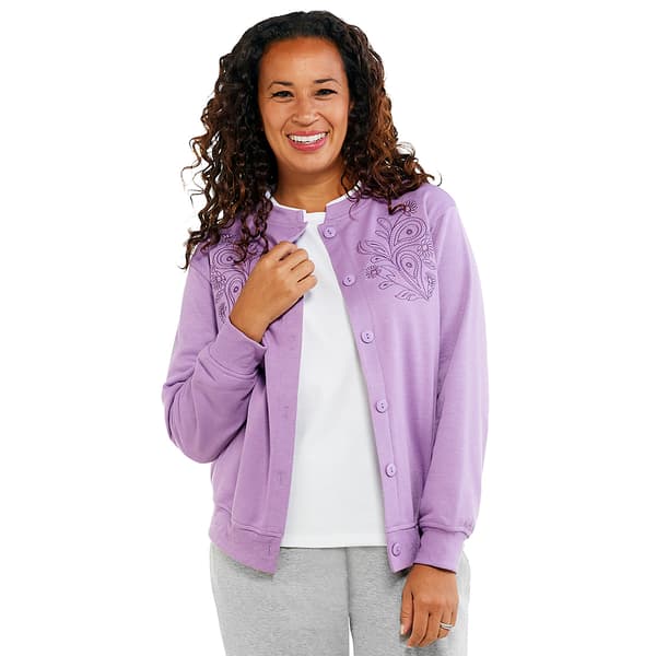 Petite Bonnie Evans Tonal Paisley Embroidered Cardigan - Boscov's