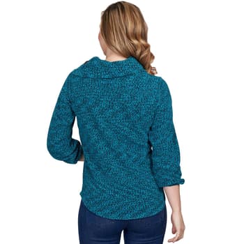 Womens Ruby Rd. Teal Appeal Split Cowl Chenille Sweater - Boscov's