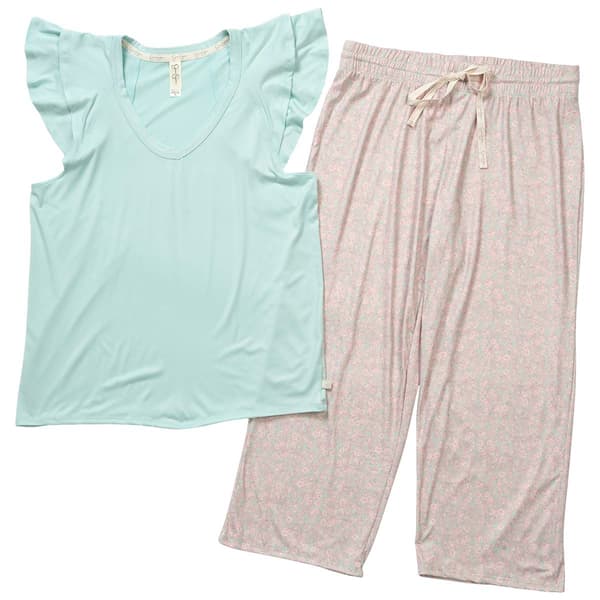 Womens Jessica Simpson Solid Top & Floral Capris Pajama Set - Boscov's