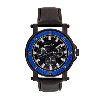 Mens Sean John Aluminum Bezel Strap Watch SJ0007BKBL - Boscov's