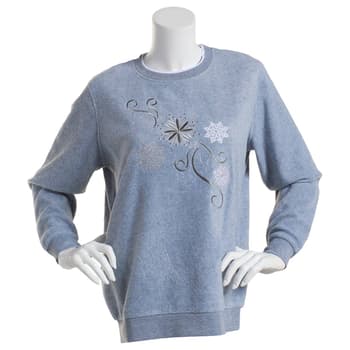Plus Size Madison Taylor Snowflake Swirl Microfleece Top - Boscov's