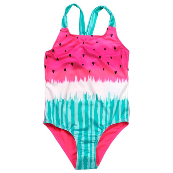 Girls (4-6x) Pink Platinum® Watermelon Heart One Piece Swimsuit - Boscov's