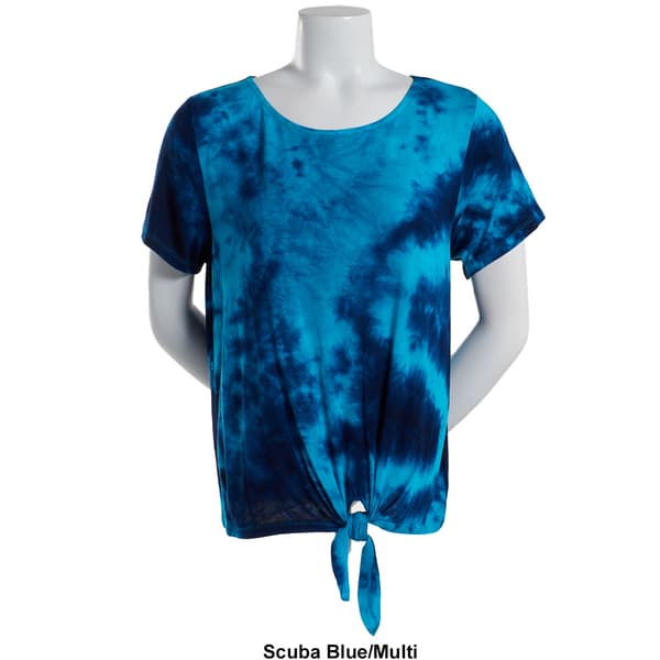 Plus Size Preswick & Moore® Short Sleeve Tie Dye Tie Front Tee - Boscov's