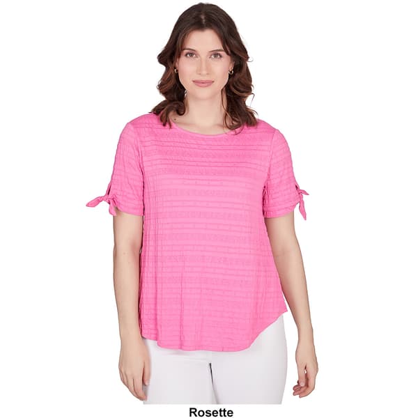 Petite Ruby Rd. Tropical Twist Stripe Knit Decorative Blouse - Boscov's