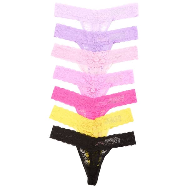 Juniors Juicy Couture 7pk. Lace Thong Panties JC9889-7PKAU - Boscov's