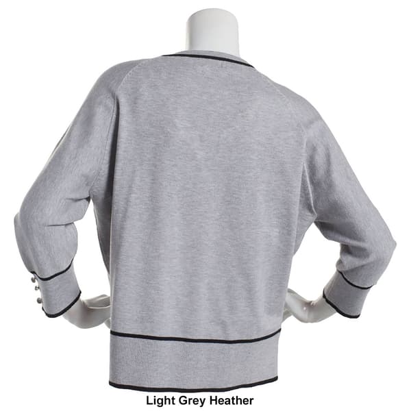 Plus Size Retrology 3/4 Sleeve V-Neck Tipped Sweater - Boscov's