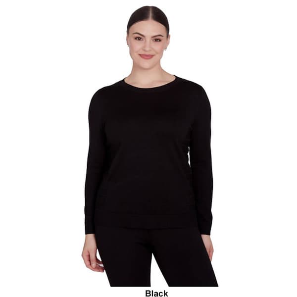 Plus Size Emaline Special Items Solid Long Sleeve Crew Sweater - Boscov's