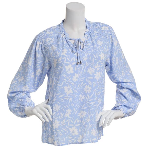 Womens Emily Daniels Long Sleeve Challis Floral Peasant Blouse - Boscov's